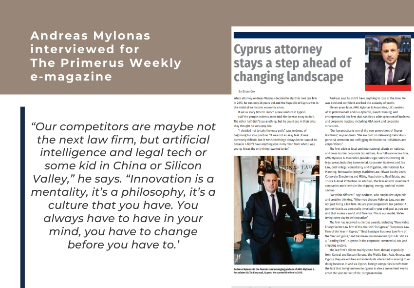 Andreas Mylonas interviewed for The Primerus Weekly e-magazine - AMG...
