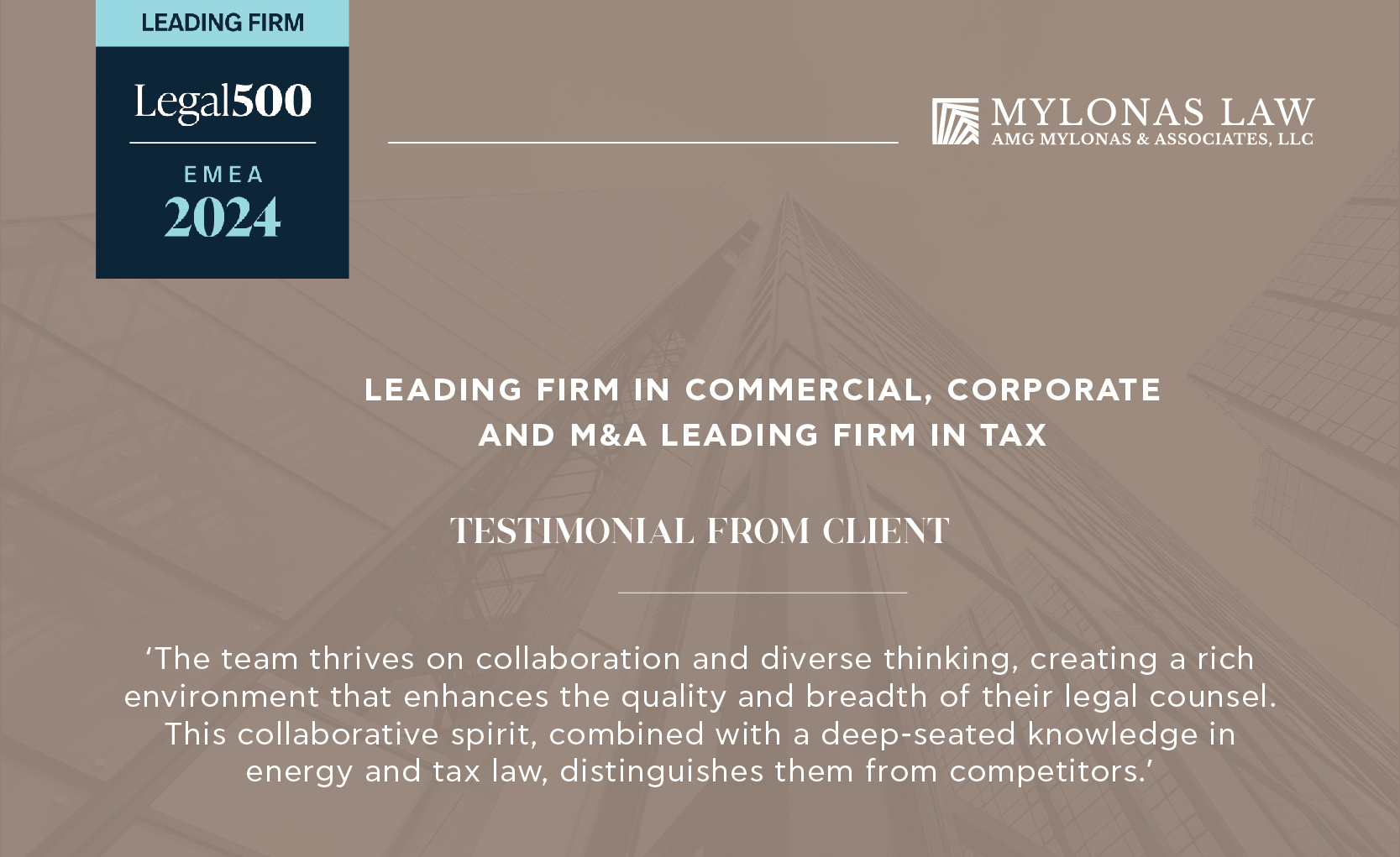 Mylonas Law has been ranked as a Leading Top Tier Law Firm by The...